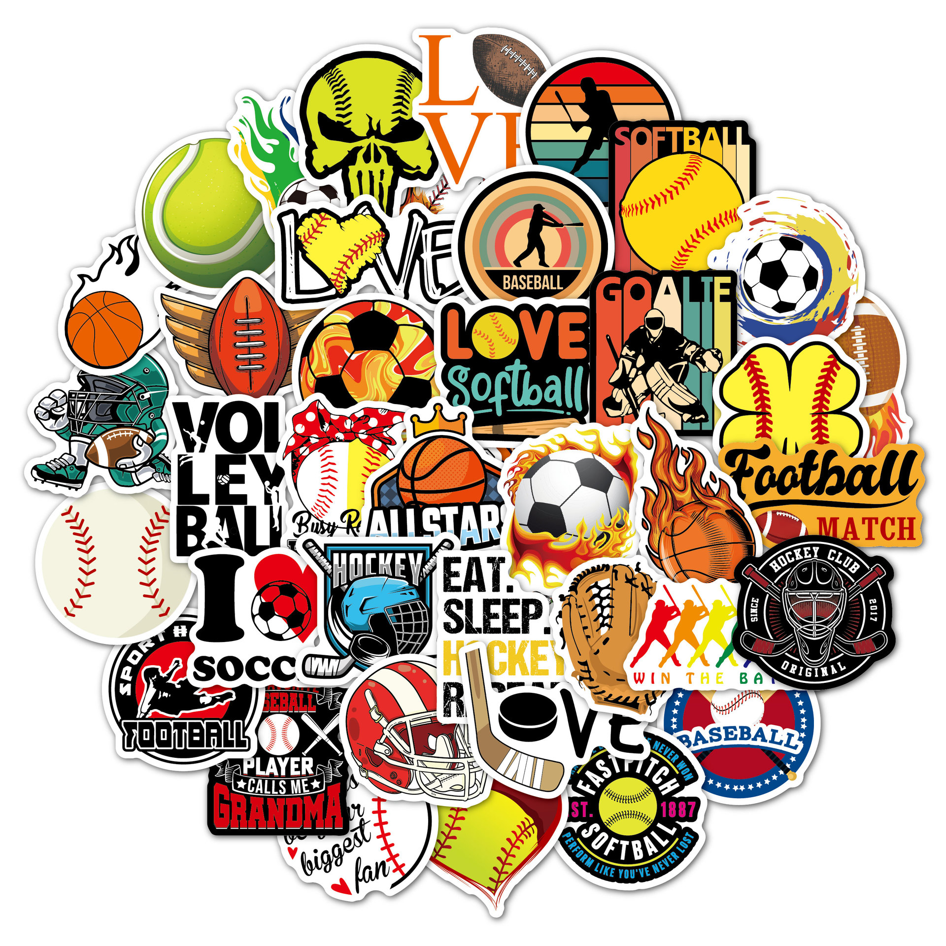 10/30/50/100PCS Ball Sports Sticker Basketball Soc... – Grandado