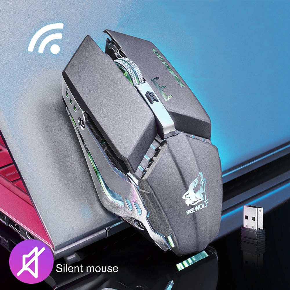 2.4GHz Wireless Mute Rechargeable Mouse LED 7 Colo... – Grandado