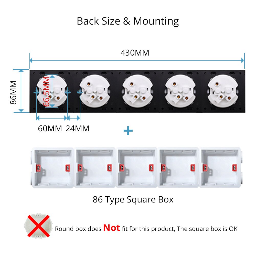 Wallpad S6 DIY Quintuple 5 Way Silver Brushed PC P... – Grandado