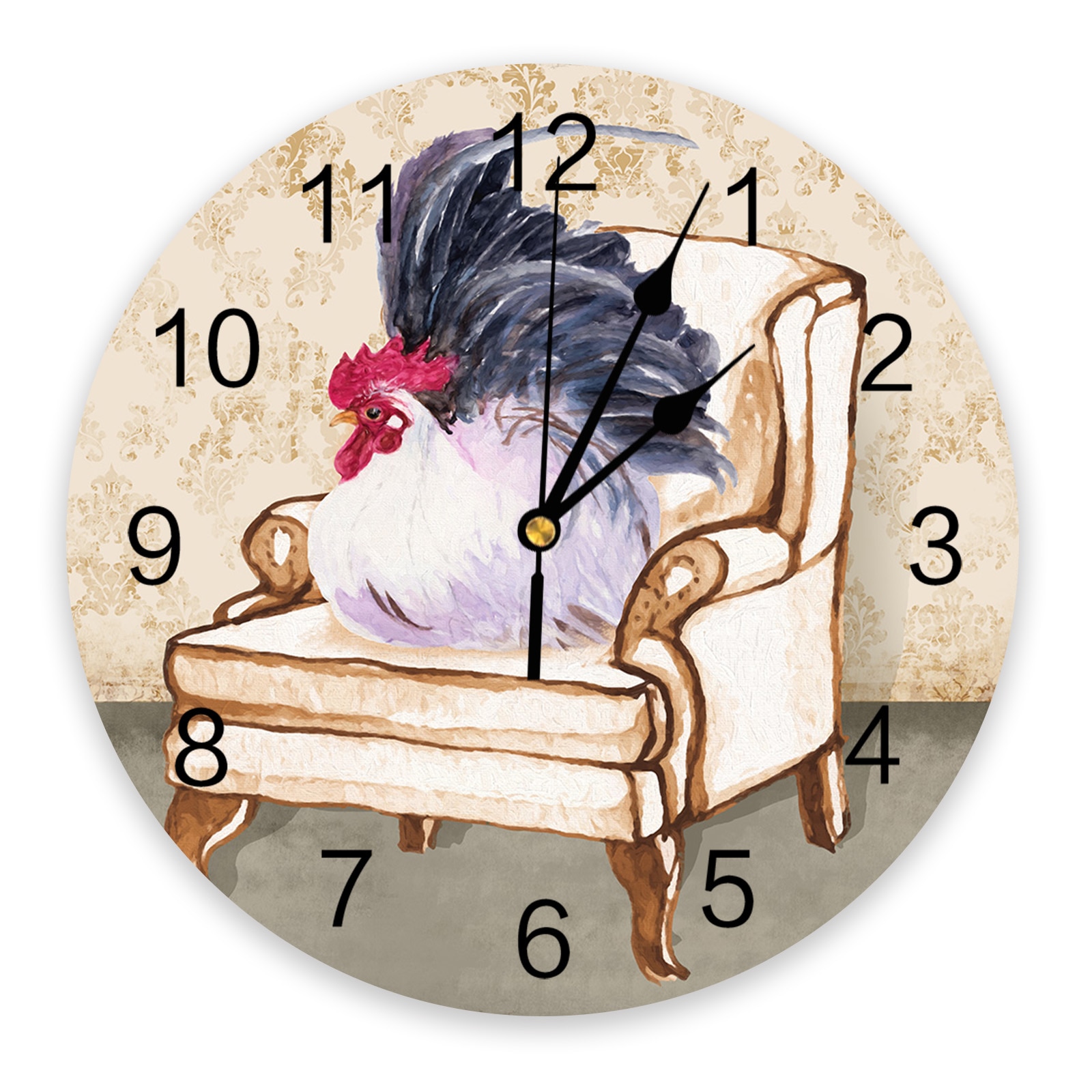 Chicken Sitting On Chair Vintage Wall Clock Home D... – Grandado