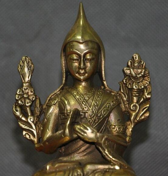 5"Tibet Buddhism temple bronze Gilt Je Tsongk... – Vicedeal