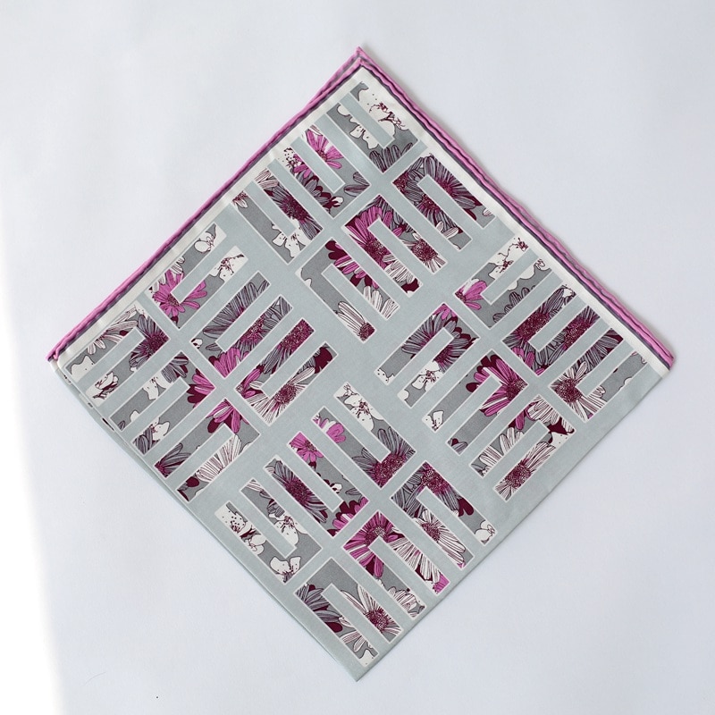 Purple Floral Print Small Square Silk Scarf Women ... – Vicedeal