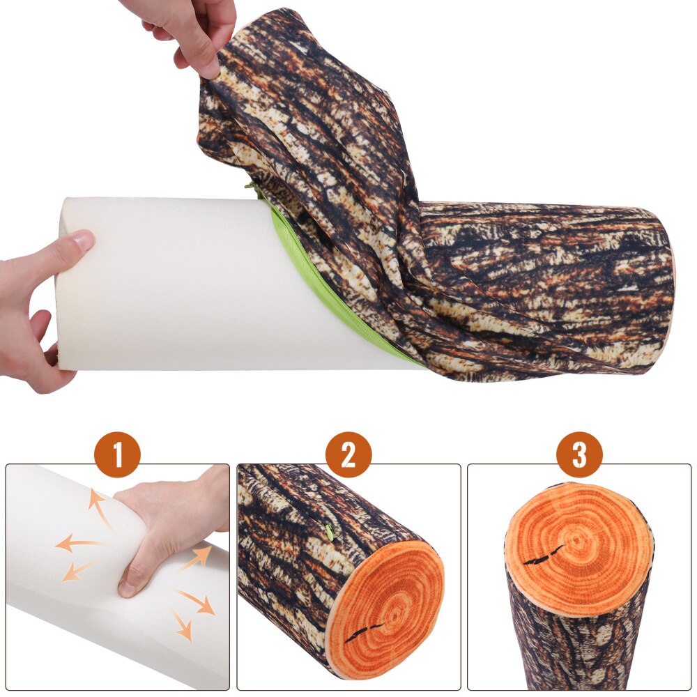 WINOMO Cylinder Throw Pillow Soft Simulated Wood L... – Grandado