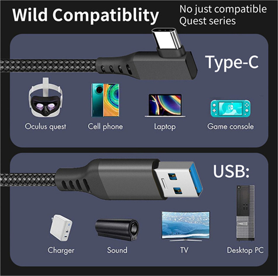 USLION 6M For Oculus Quest 2 Link Cable Compatible... – Grandado