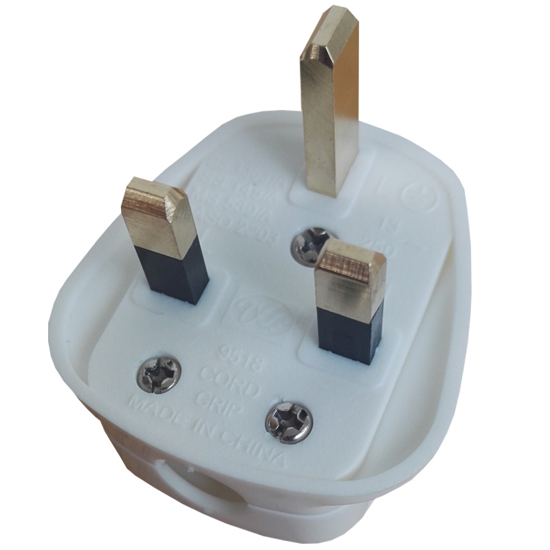 White Black 3 Pin UK Mains Top Plug Connector Cord... – Grandado