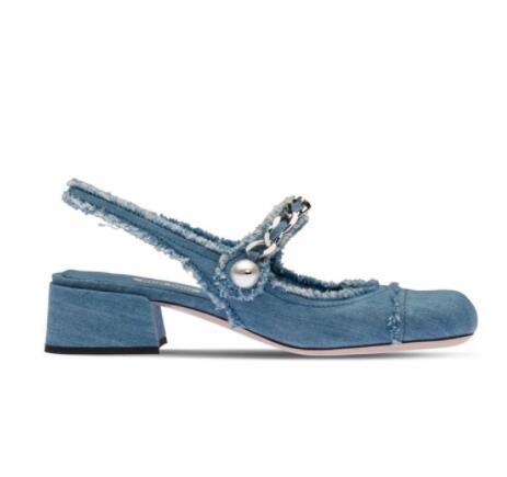 Blue Denim Doek Sandalen Metalen Kettingen Zomer S... – Grandado