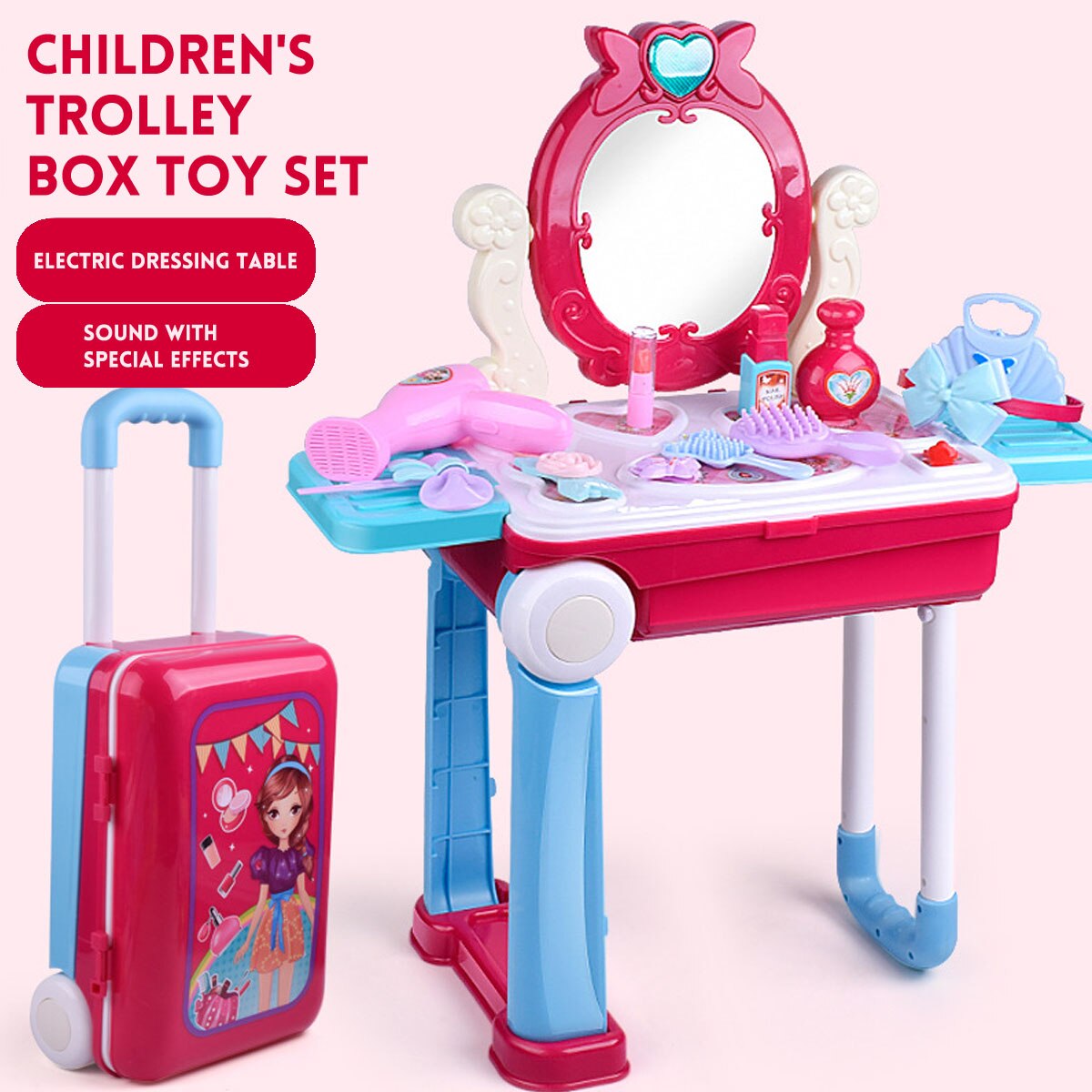 3 Type Toddler Kids Trolley Case Suitcase Pretend ... – Grandado