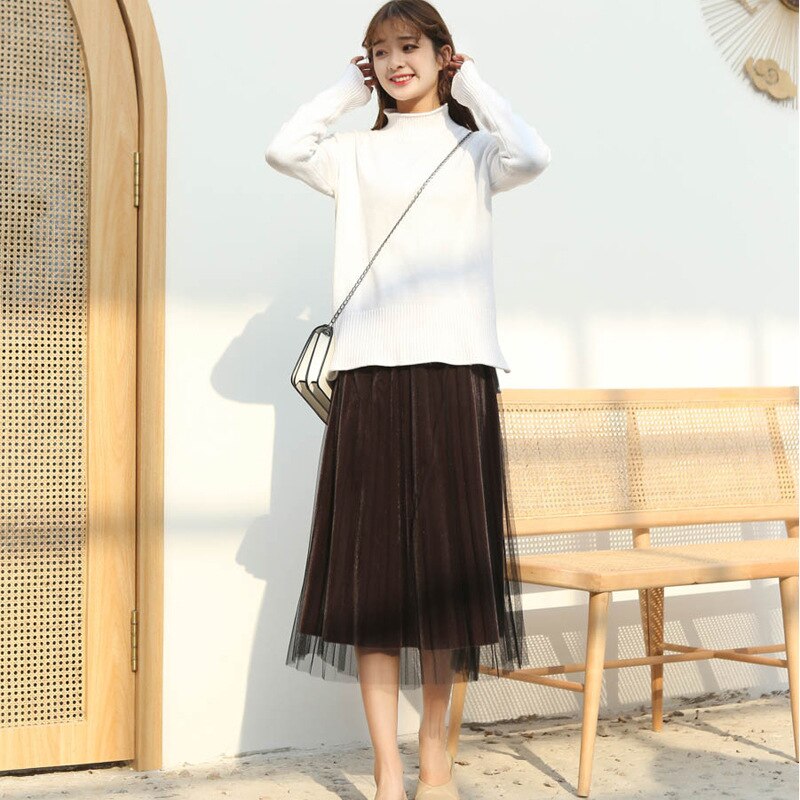 Maternity Dress Pleated Stomach Lift Skirt Mesh Sh... – Vicedeal