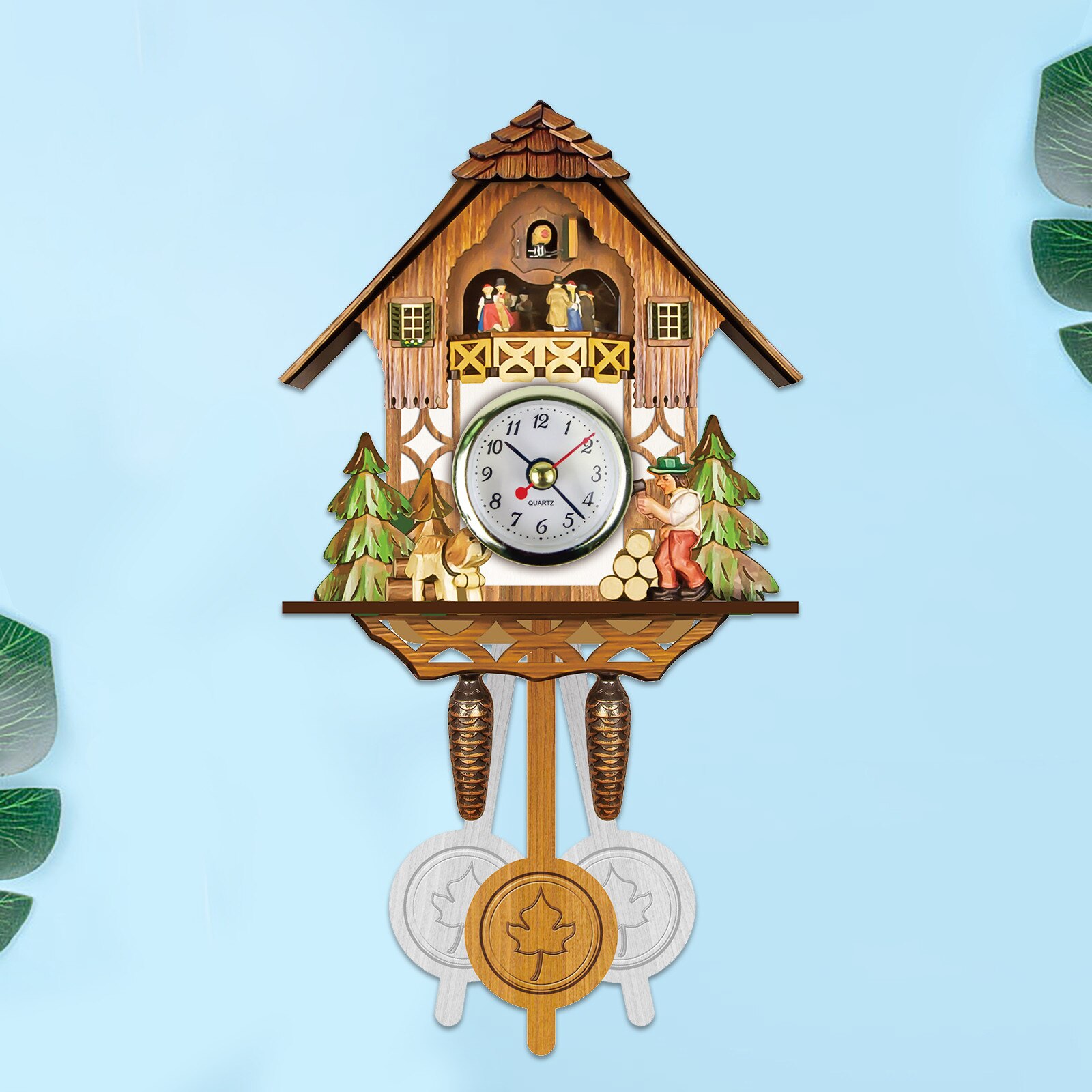 40#Cuckoo Chime Alarm Clock Retro Wooden Living Ro... – Grandado