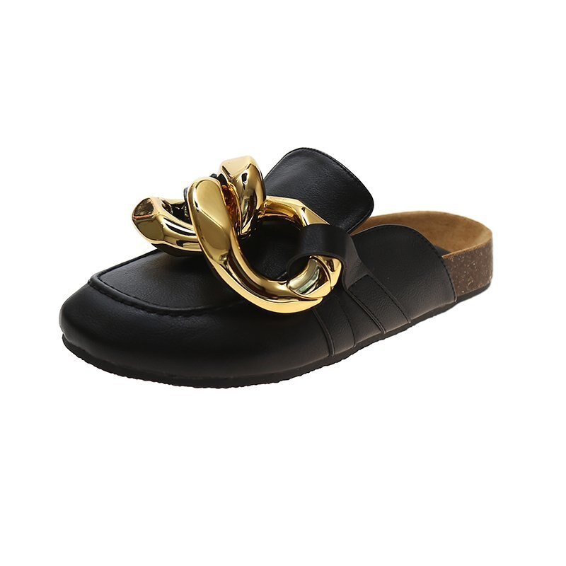 Sandals Women's Slippers Brand Big Gold Chain Sand... – Grandado