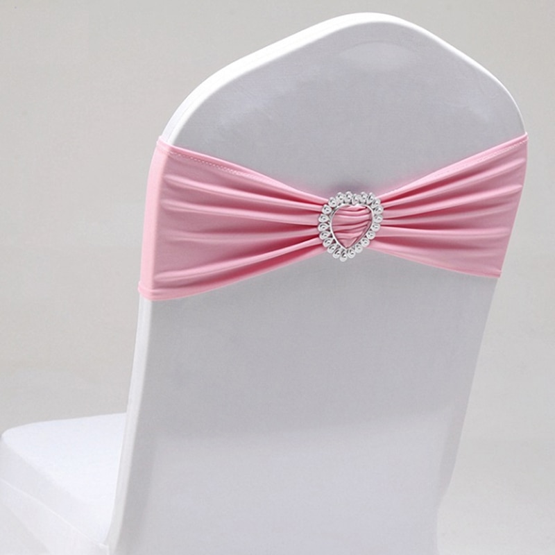 Pink Spandex chair sashes with Heart Buckle weddin... – Vicedeal