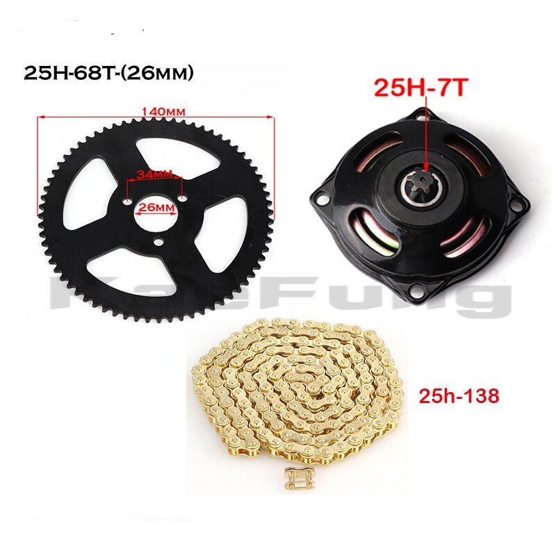 25H 47cc 49cc Pocket Bike Gouden Ketting + Voor Ge... – Vicedeal