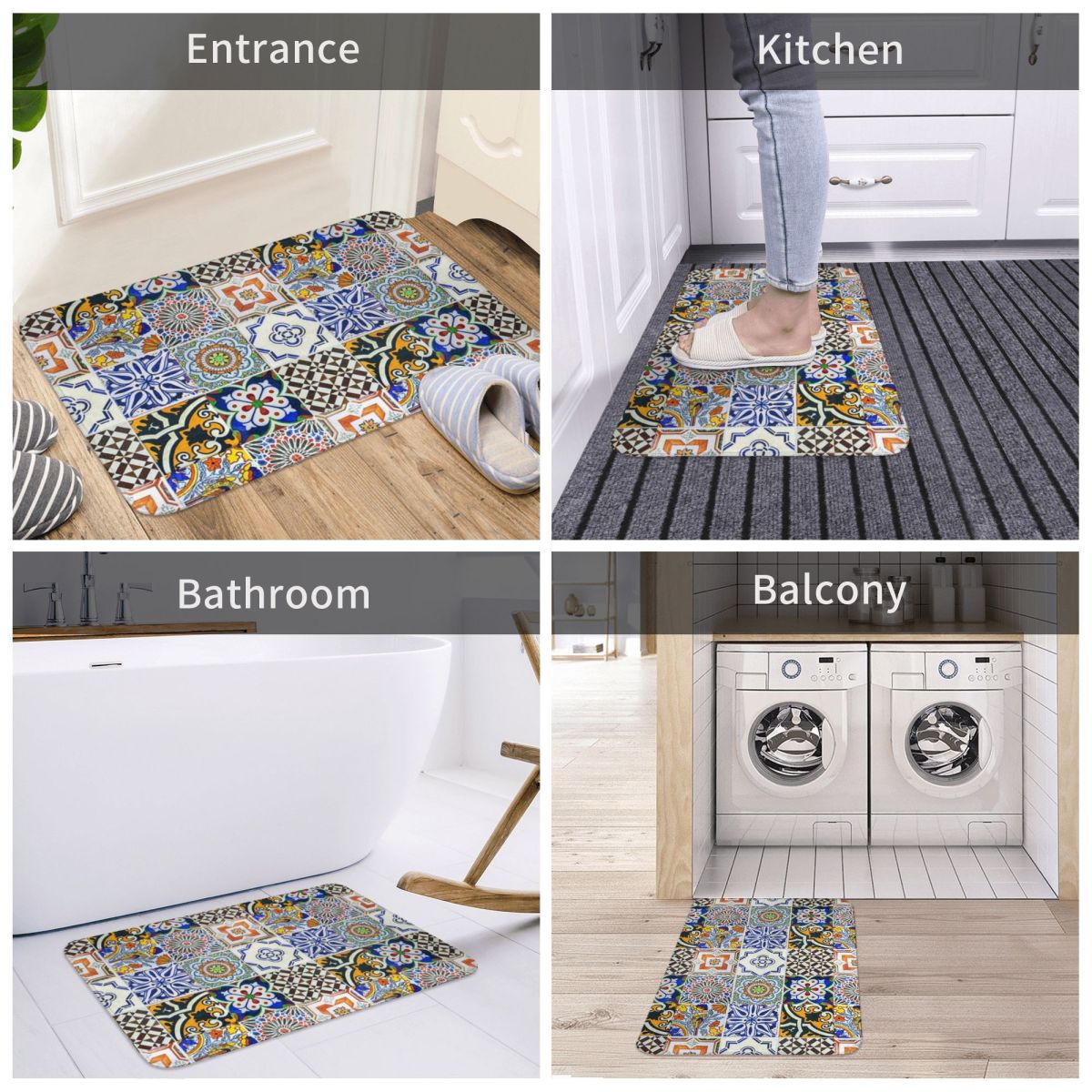 Colorful Portuguese Tile Doormat Non-slip Pattern ... – Vicedeal