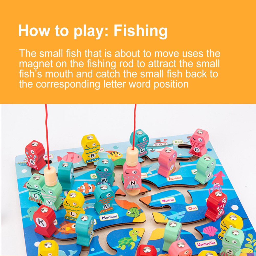 1 Set Alphabet Preschool Board Magnetic Wooden Fis... – Grandado