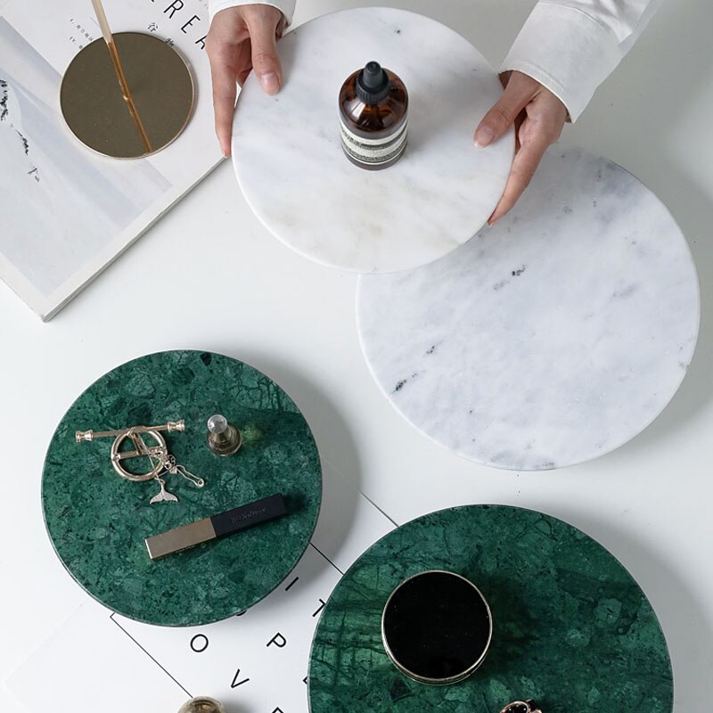 JINSERTA Natural Marble Storage Tray Jewelry Displ... – Grandado