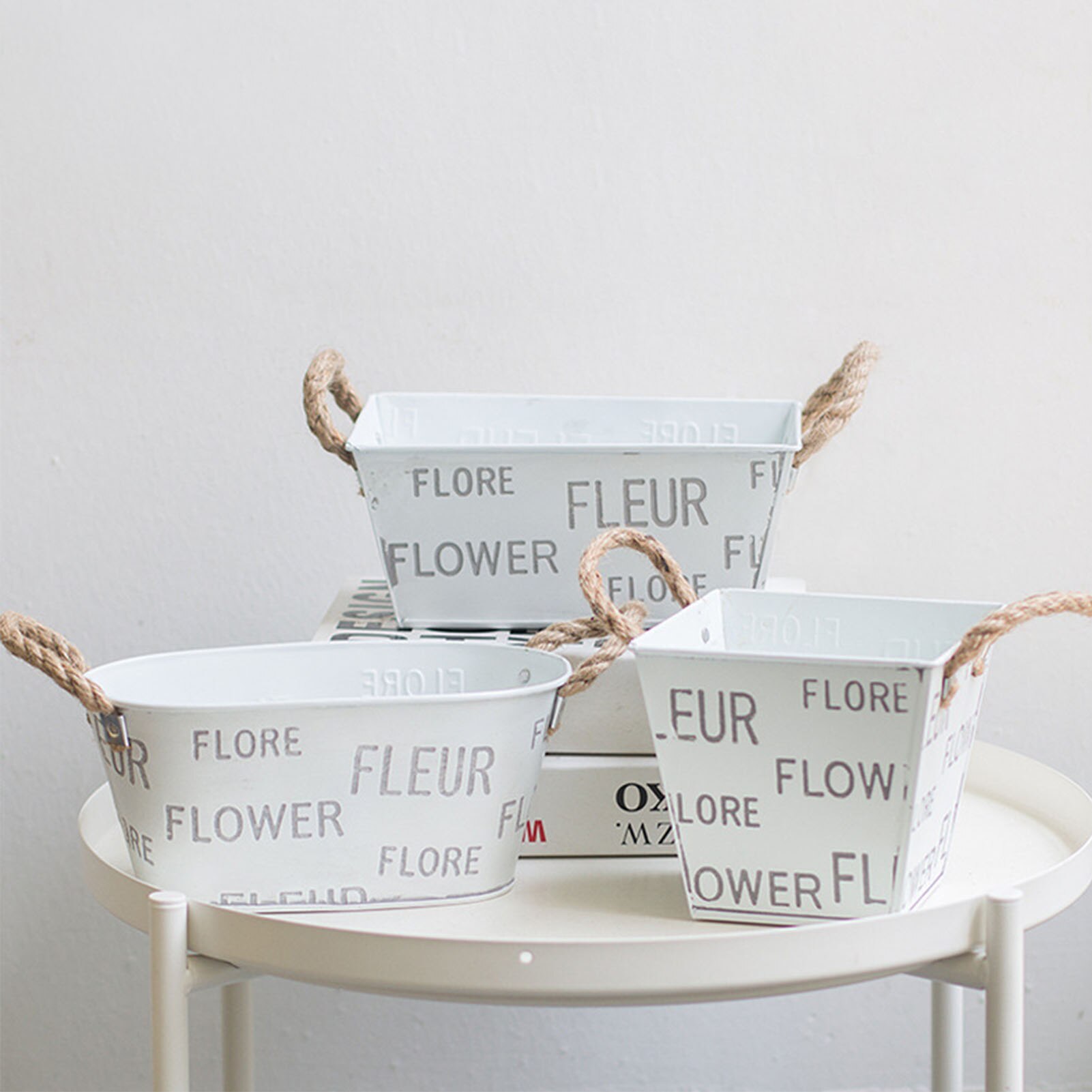 Wrought Iron Flower Pot Old Retro Living Room Tin ... – Grandado