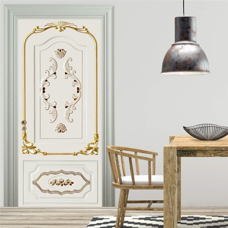 PVC Door Sticker Modern 3D Golden European Style P... – Vicedeal