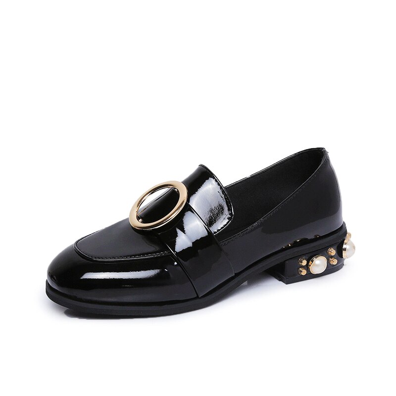 patent leather pearl rivets/metal buckle slip on o... – Grandado