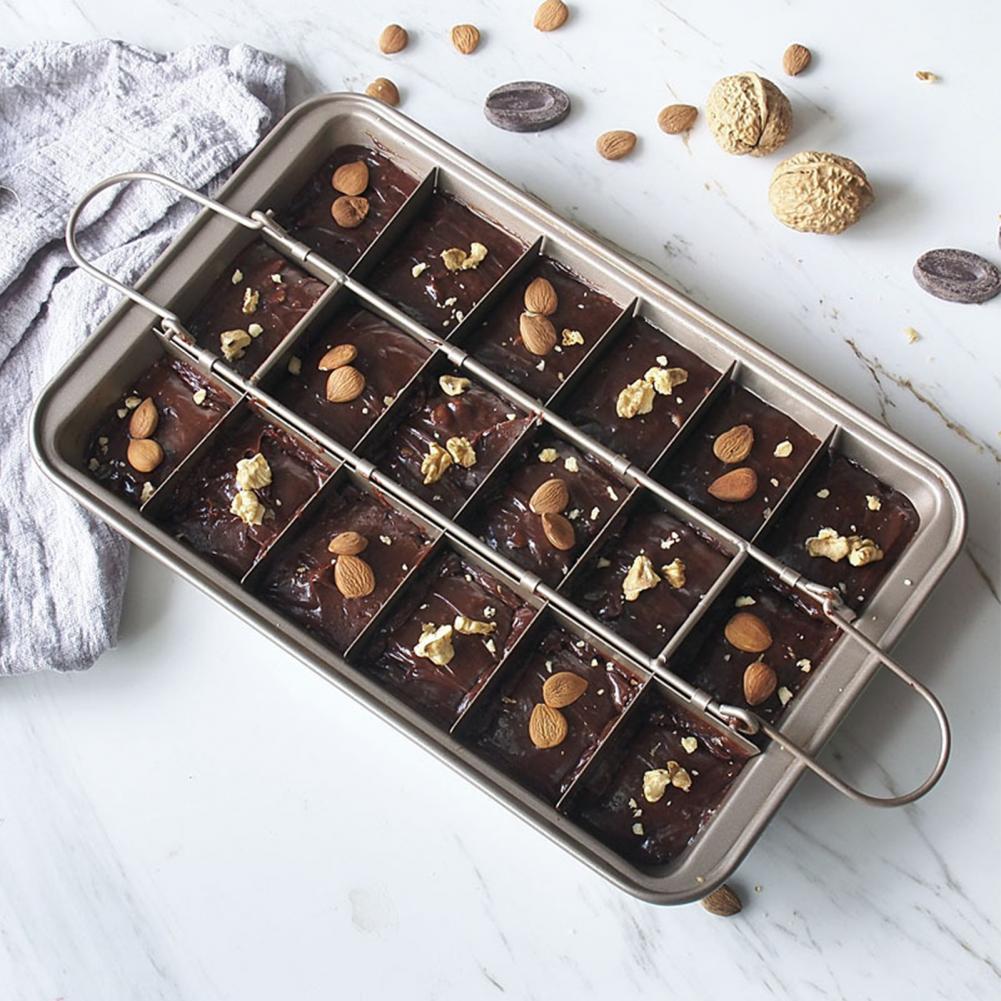 18 Grids Built-In Slicer Brownie Baking Pan High C... – Vicedeal