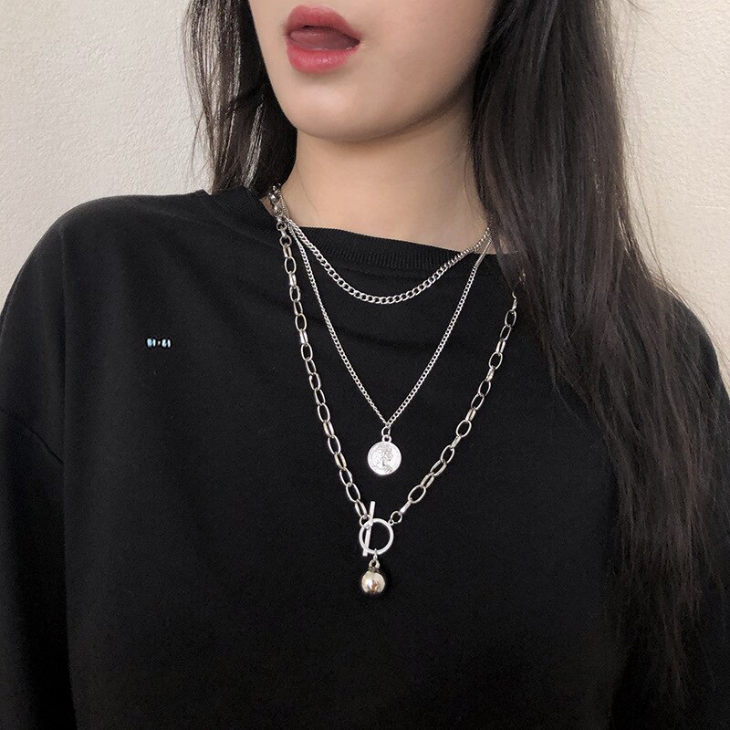 Collar de cadena con bolas multicapa para hombre y... – Grandado