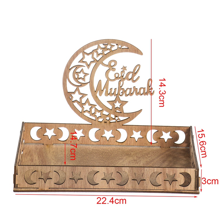 Moon Star Wooden Tray Eid Mubarak Ramadan Decorati... – Grandado