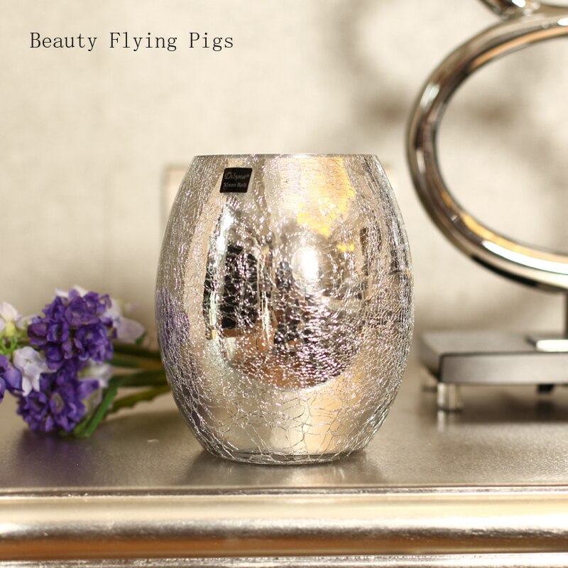 Light luxury plating silver glass vase flower colo... – Grandado