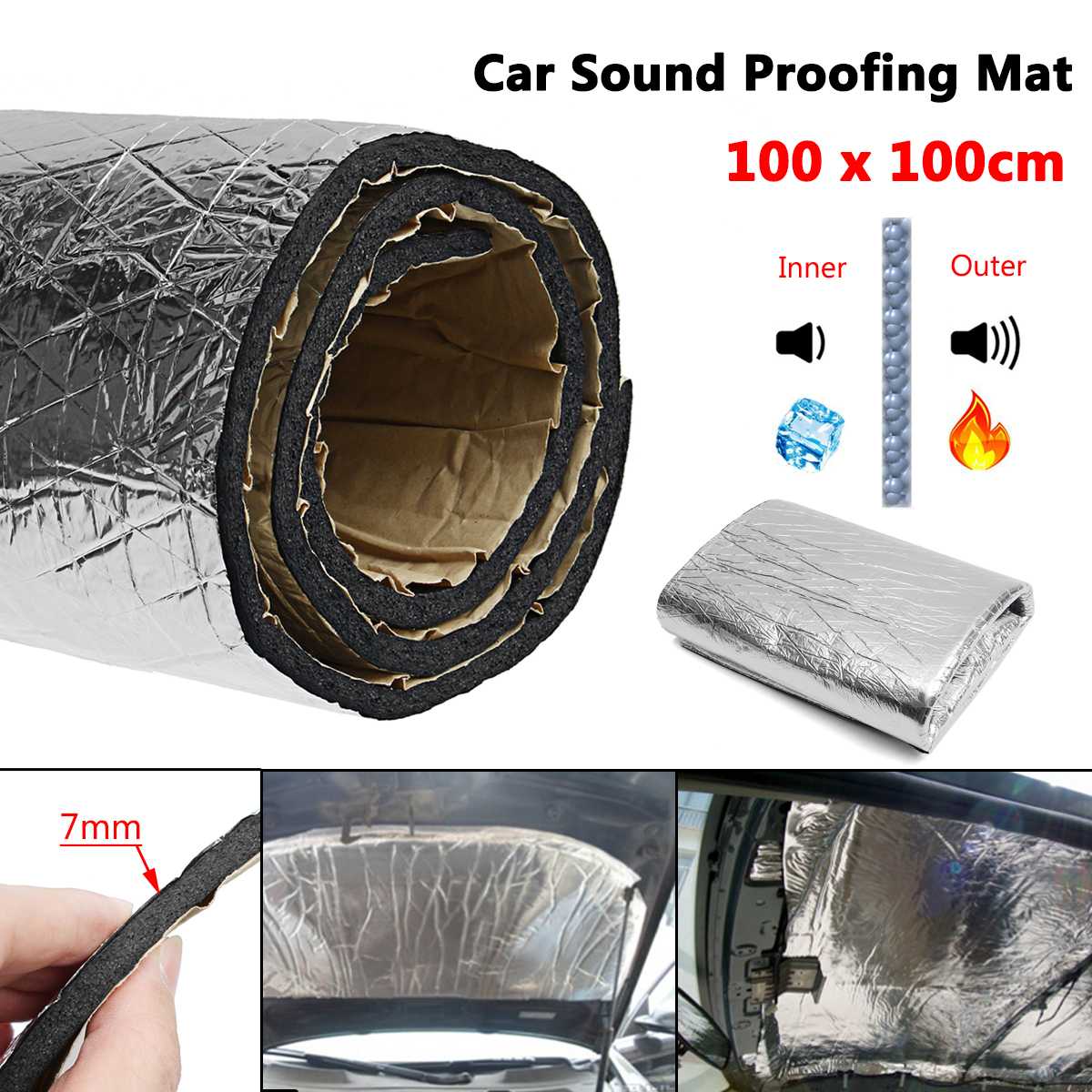 100X100Cm 7Mm Geluid Deadener Mat Noise Motorkap I... – Grandado