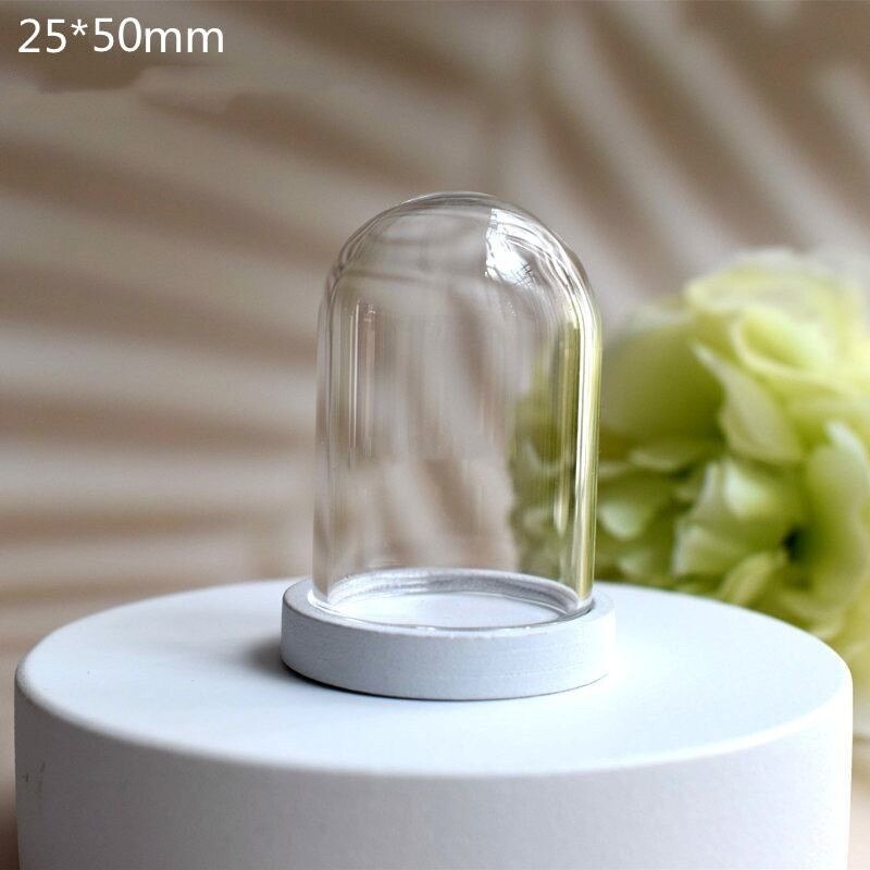 3pcs Glass Bottle White/Black Wooden Base Dome Dus... – Grandado