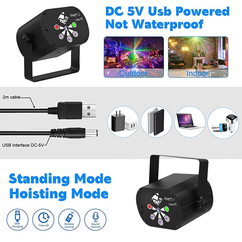 Party Light 6 Lens DJ Disco Sound Activated RGB Ra... – Grandado