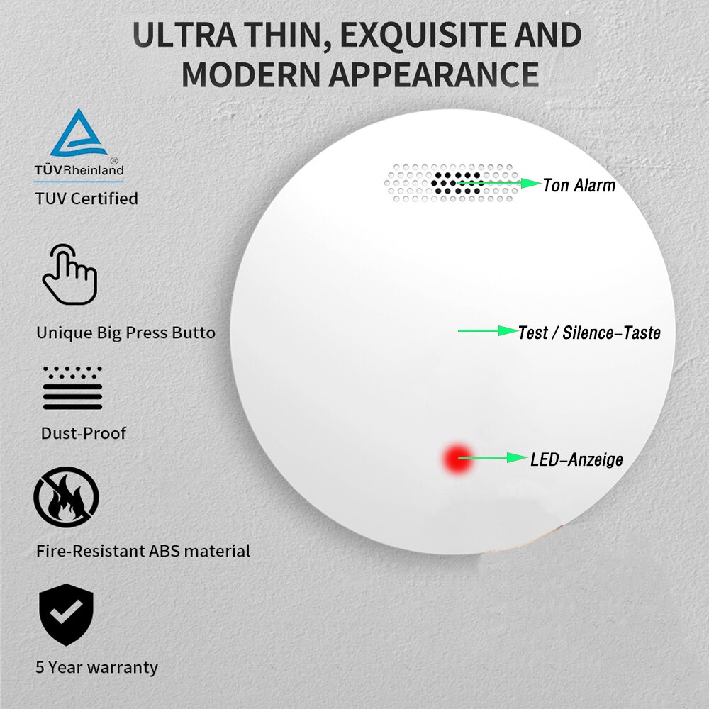 Ultra-thin WiFi Fire Protection Smoke Detector Hig... – Grandado