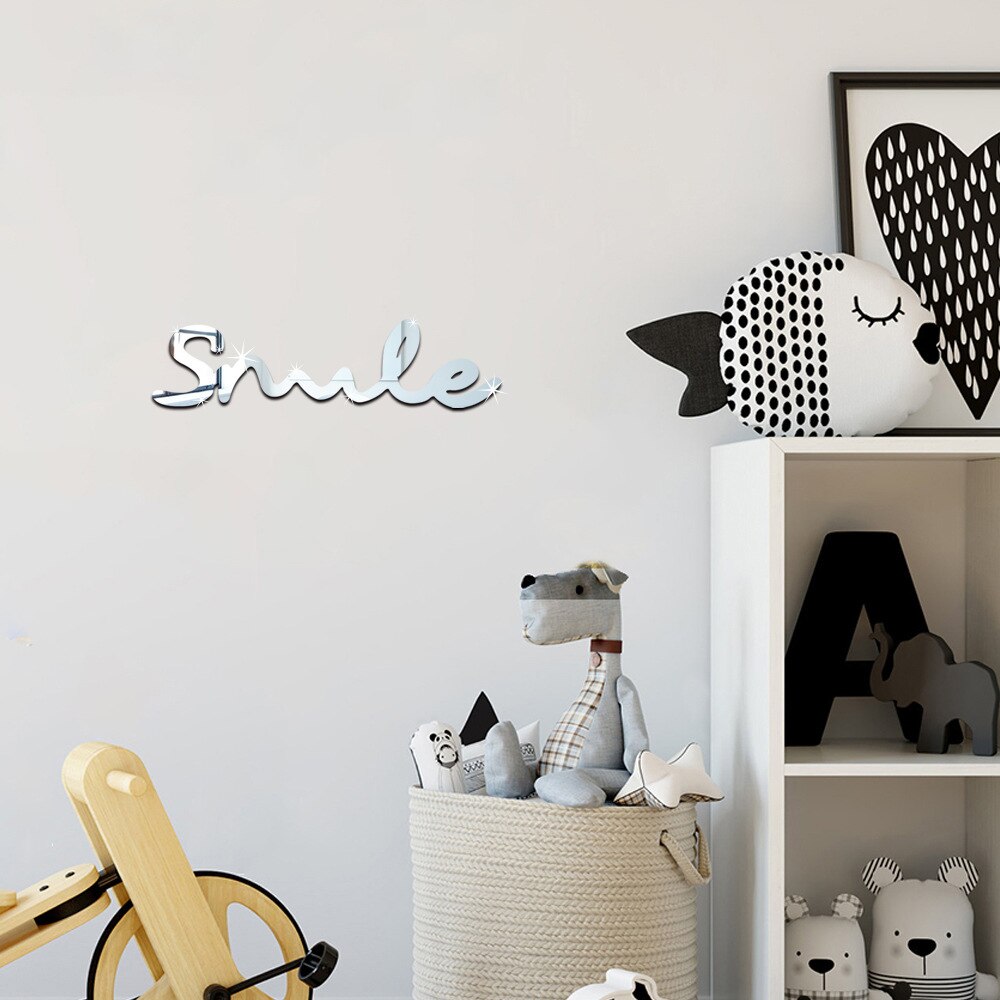 Mirror Wall Smile Words Stickers Self-adhesive Til... – Vicedeal