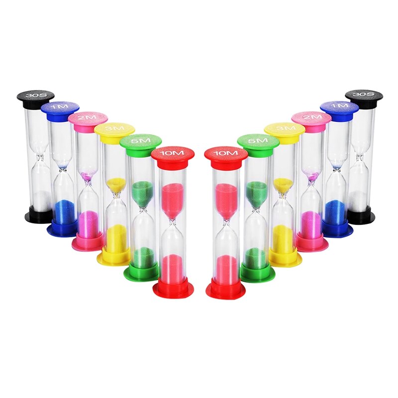 12 Pieces Plastic Sandglass Timer Colorful Hourgla... – Vicedeal