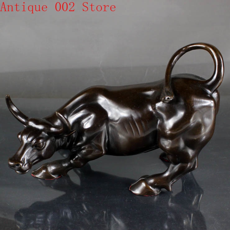 Big Wall Street Bronze Fierce Bull OX Statue decor... – Grandado