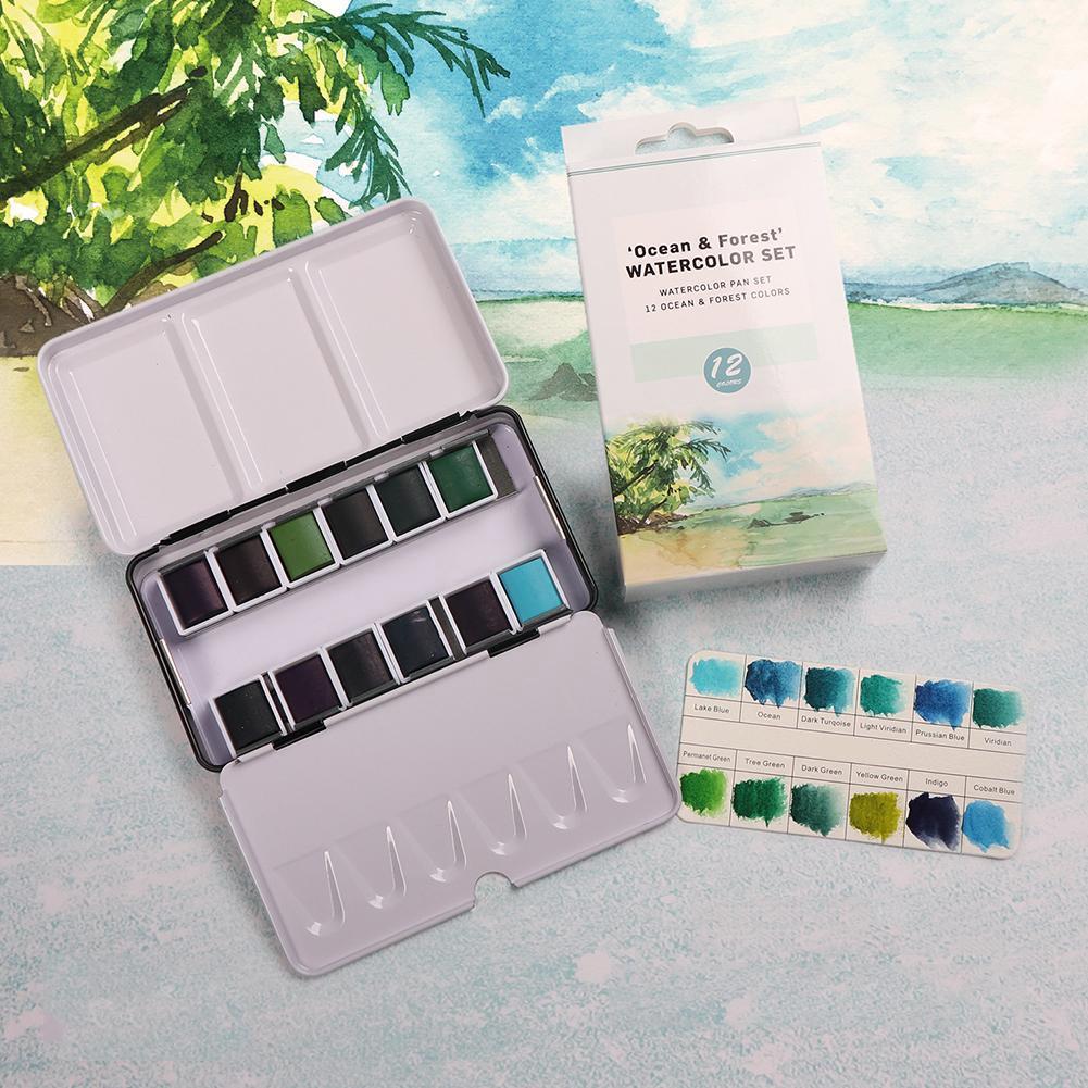12 Colors/set Watercolor Paint With Tin Box Art St... – Grandado