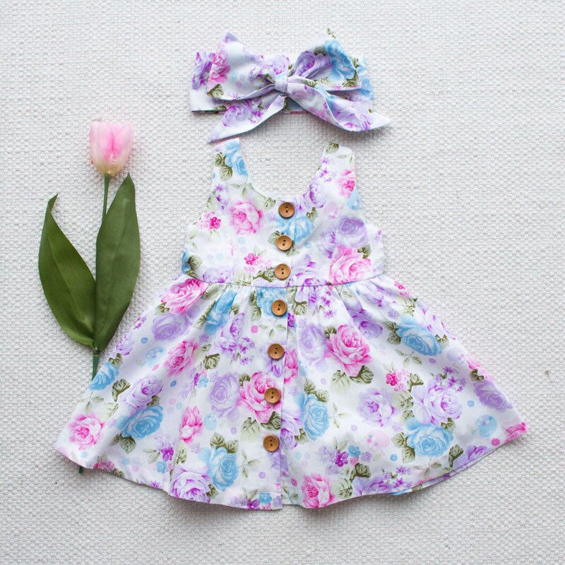 Vestido Floral sin mangas para niña pequeña, diade... – Grandado