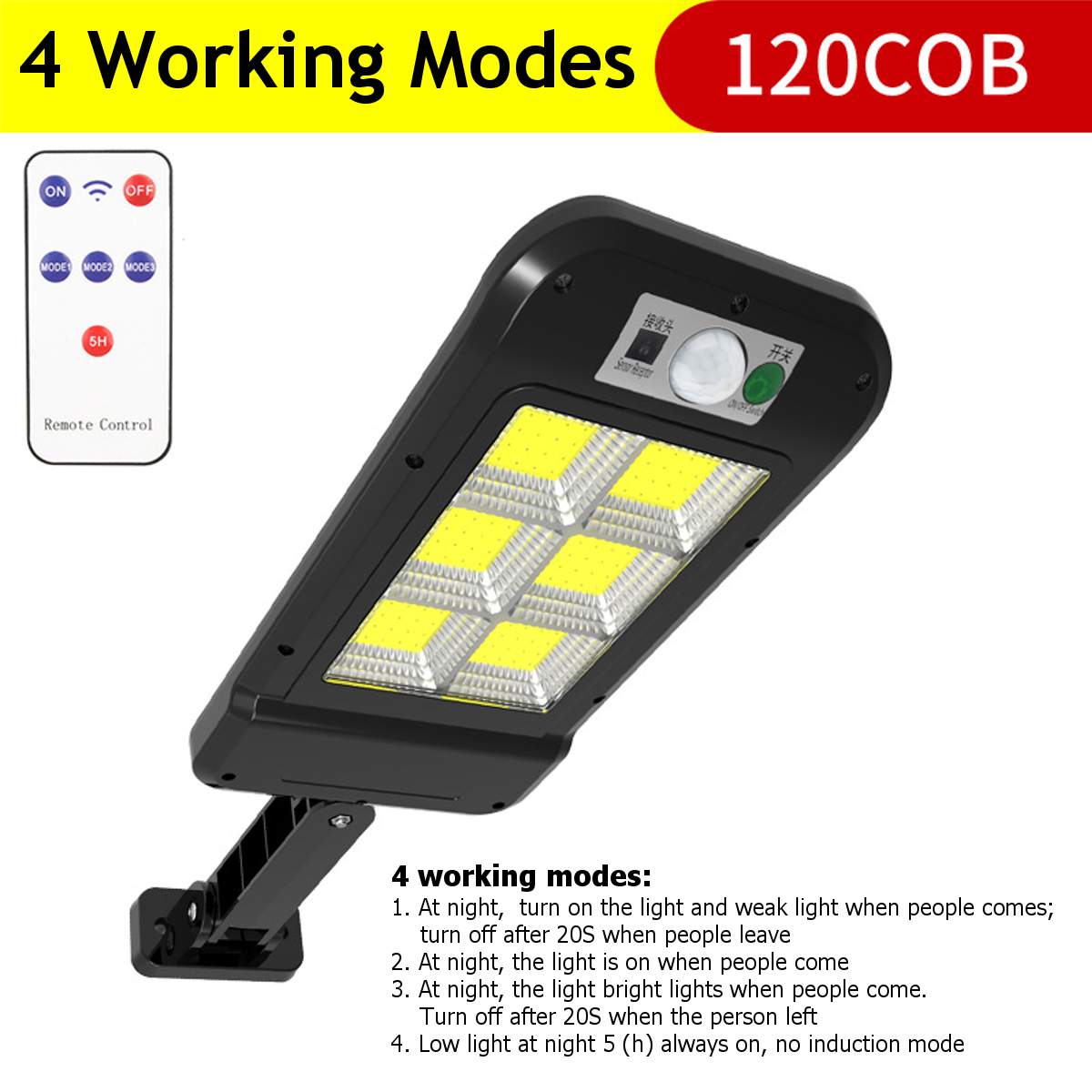 150COB LED Solar Street Light Waterproof PIR Motio... – Grandado