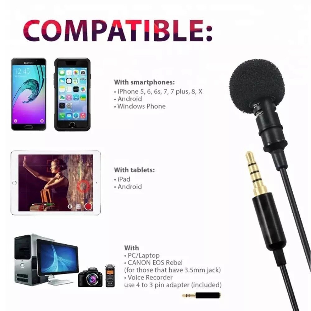 Mini Microphone 3.5mm Wired Microfone Condensador ... – Vicedeal
