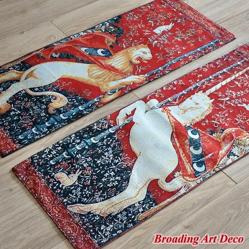 Pair of Unicorn & Lion Medieval Art Tapestry W... – Vicedeal