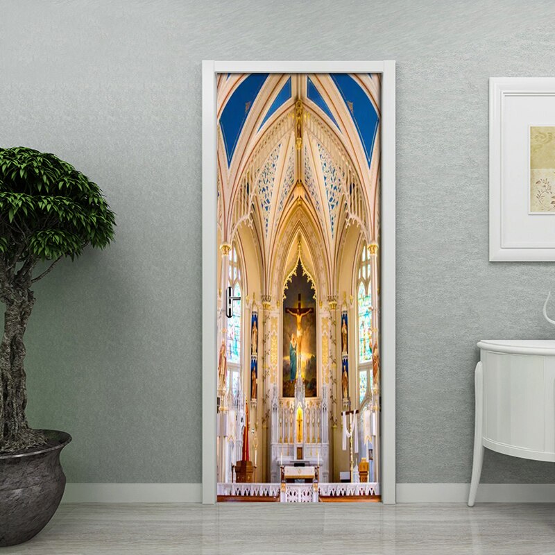 PVC Self-adhesive 3D Door Sticker Mural European G... – Grandado