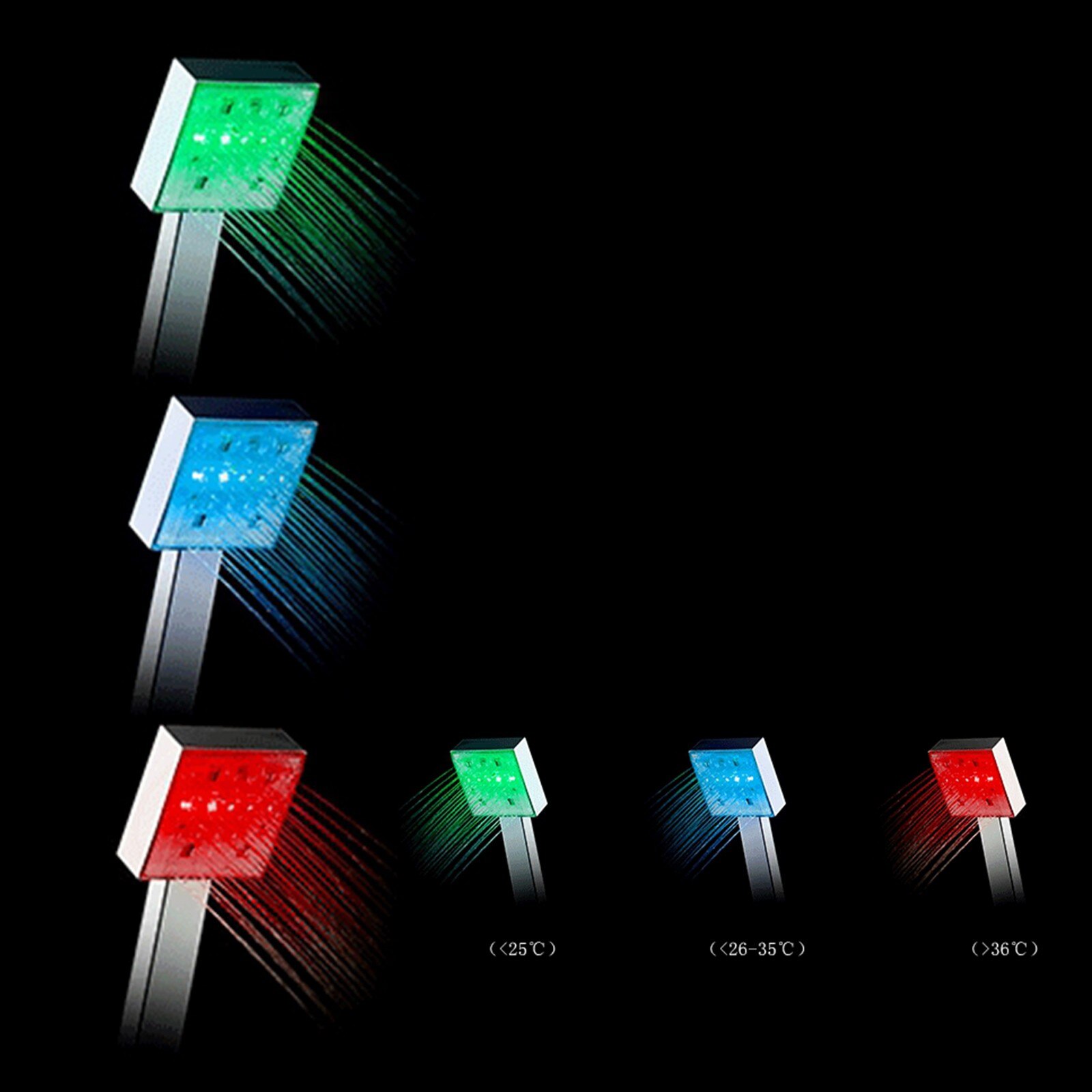 Douchekop Led 3 Kleuren Temperatuurregeling Lichtg... – Grandado