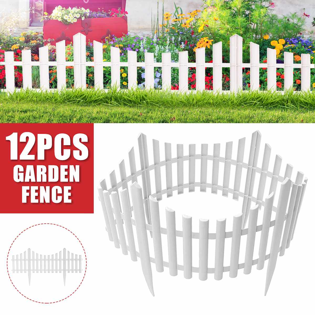 610x330mm 12Pcs Plastic Garden Border Fencing Fenc... – Grandado