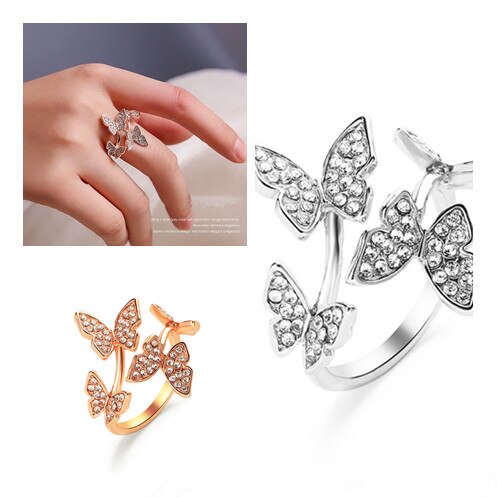Vrouwen Ringen Vlinder Licht Crystal Zirkoon Vleug... – Grandado