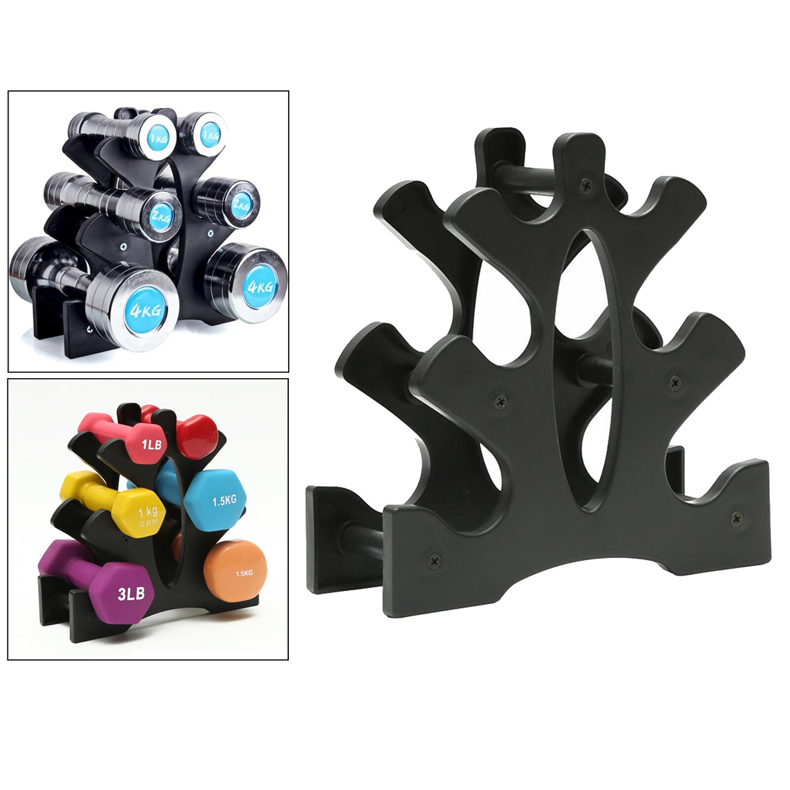 3-Tier Dumbbell Rack Home Solid Hand Weights Holde... – Grandado