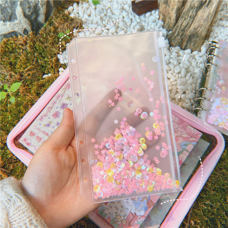 Kawaii Transparent A6 Sakura Zipper Binder Diary N... – Grandado
