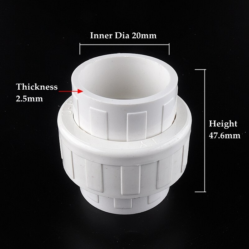 20~2pcs Inner Diameter 20~50mm PVC Union Connector... – Grandado