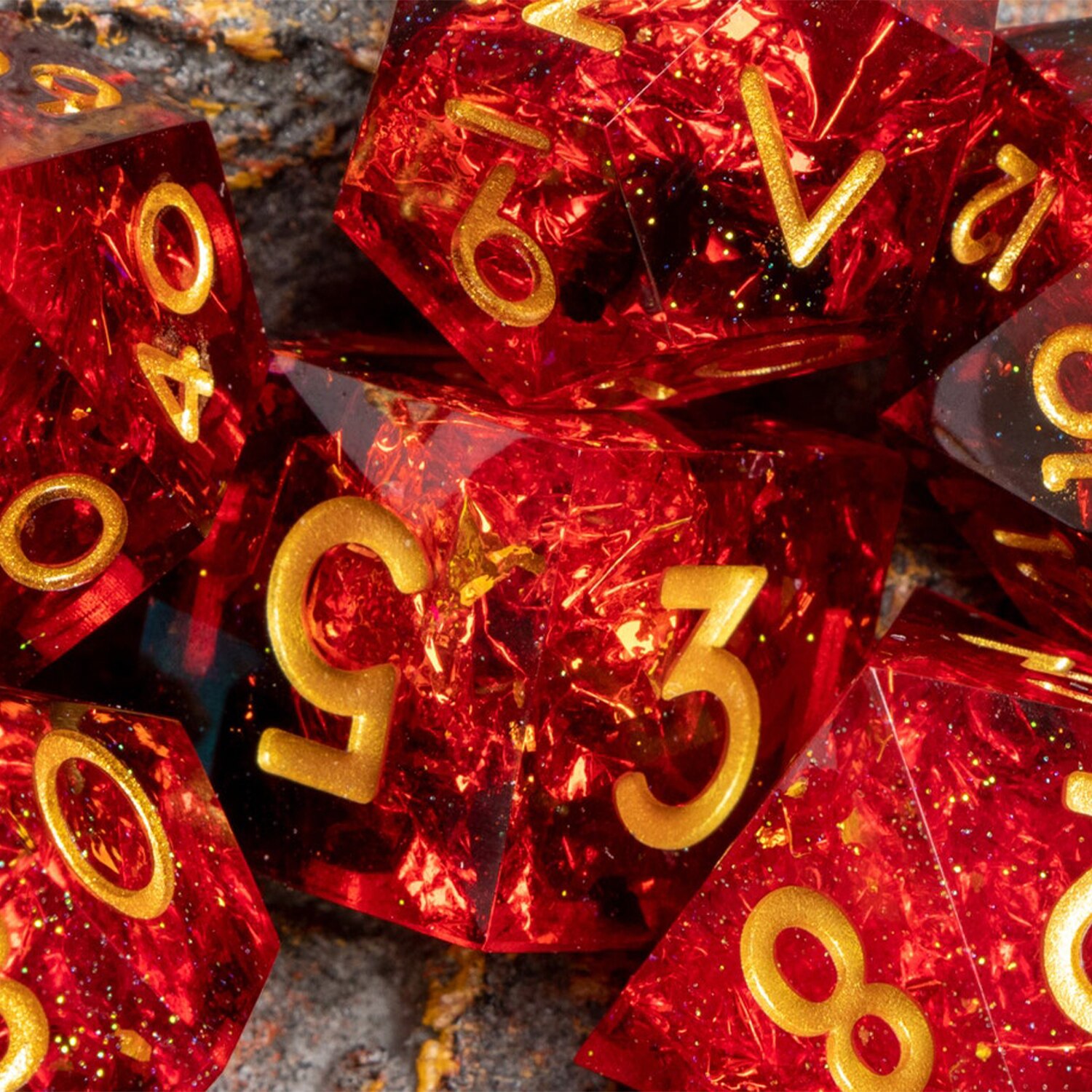 7 Pcs Resin DND Sharp Edge Dice Polyhedral Dice Se... – Grandado