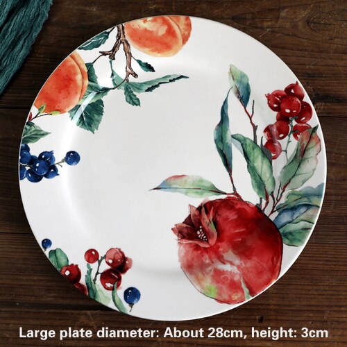 Pomegranate plate Ceramic plate Circular disk West... – Grandado