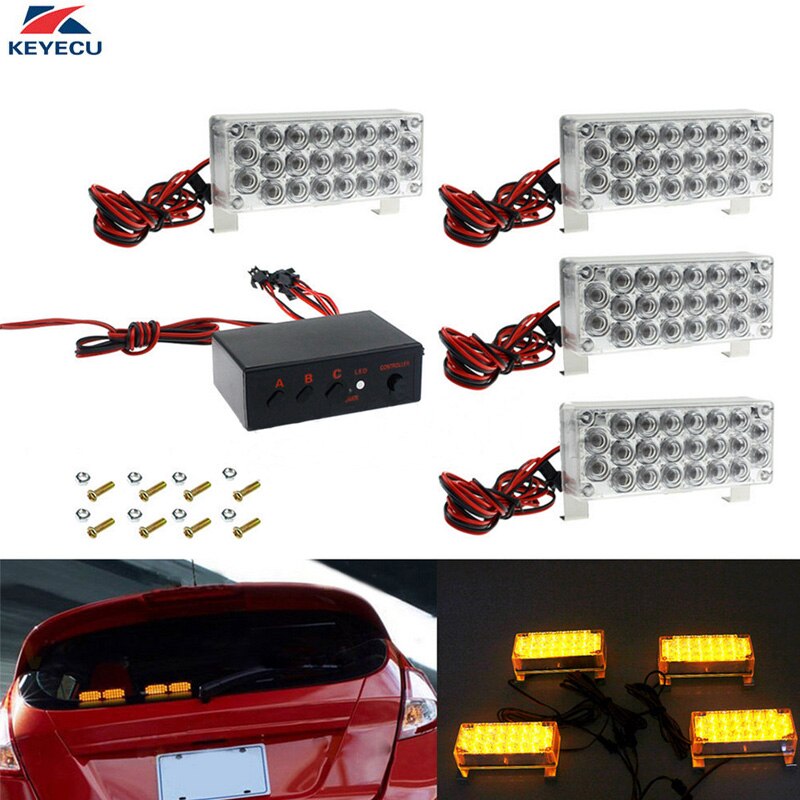 KEYECU 4x 12V 22LED Amber High Intensity LED Law E... – Grandado KEYECU 4x 12V 22LED Amber High Intensity LED Law E... – Grandado