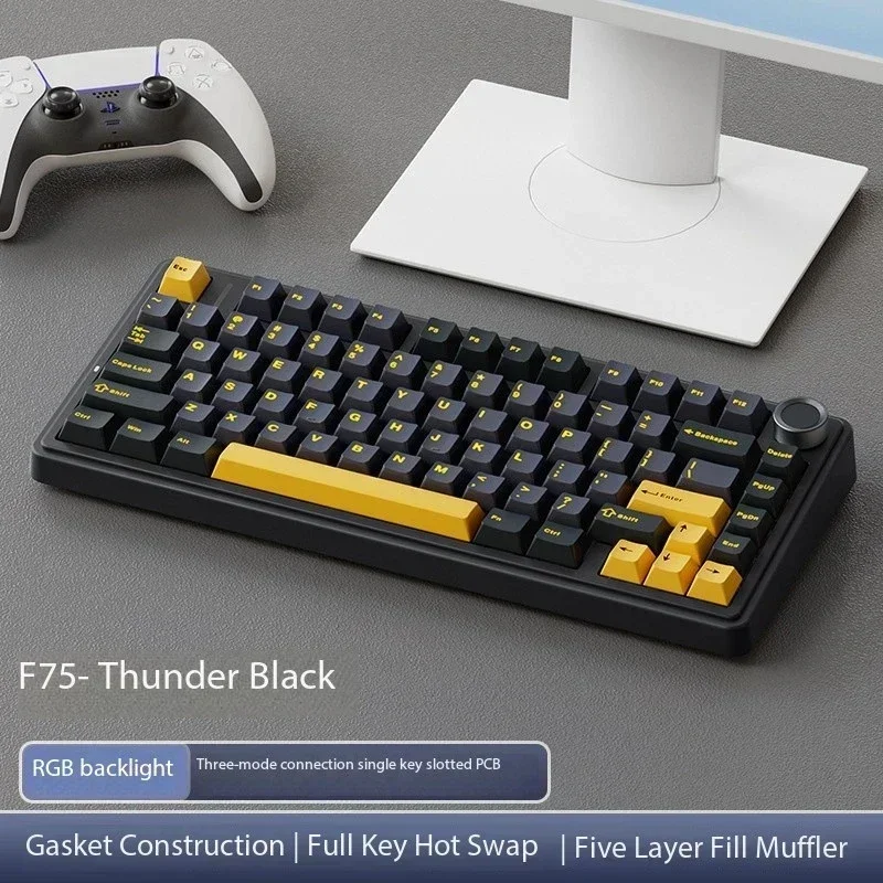 F75 Mechanical Keyboard Bluetooth Wired RGB PBT 75... – Grandado