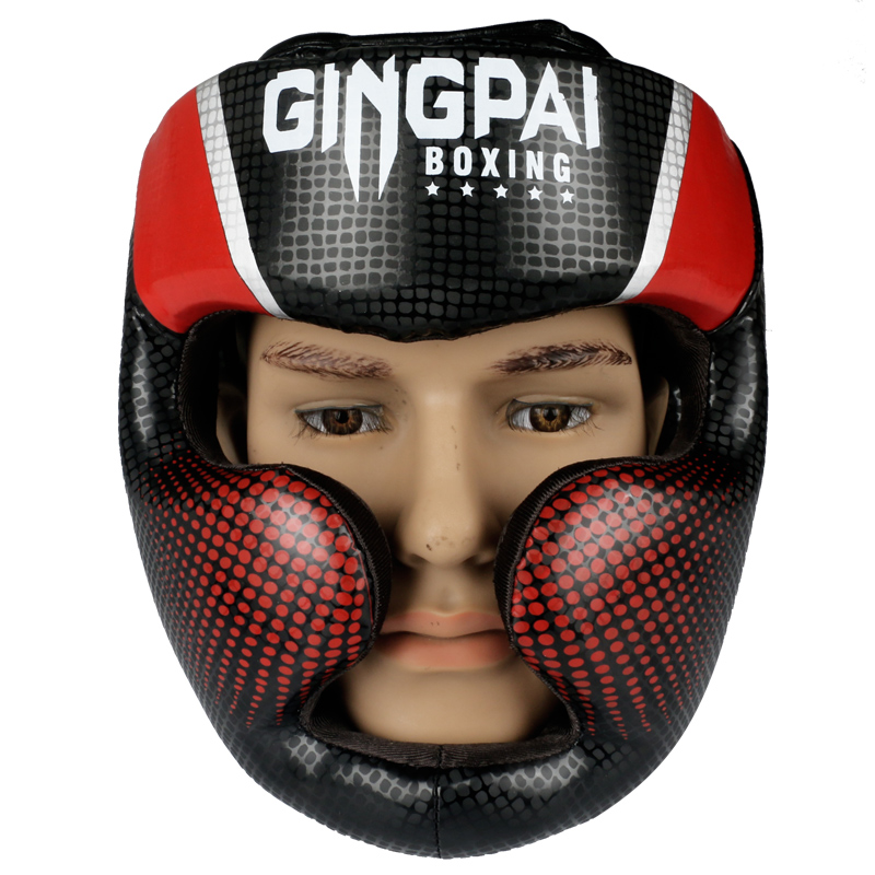 Full-Covered Boxing Helmet Muay Thai PU Leather Tr... – Grandado